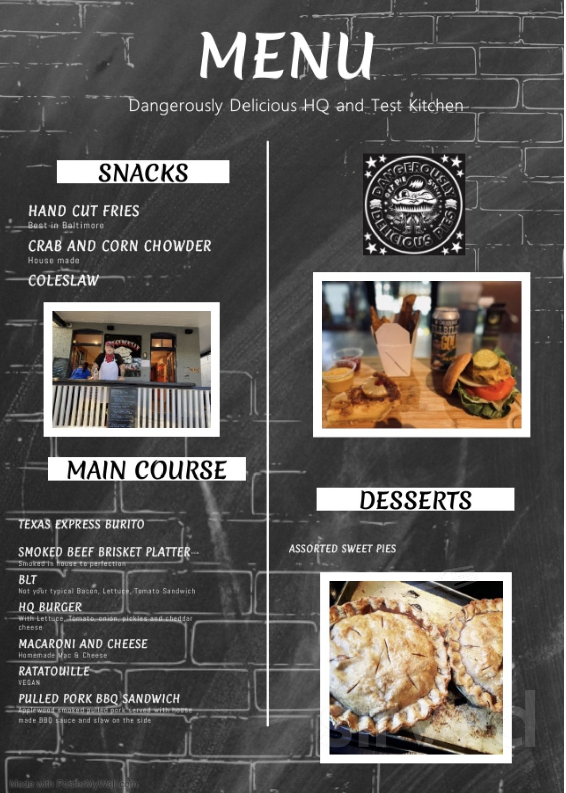 Menu - Baltimore MD's Dangerously Delicious HQ & Test Kitchen Bar | Sirved