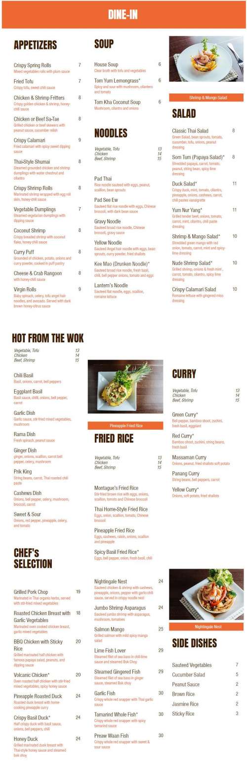 Lantern menu in Brooklyn, New York, USA