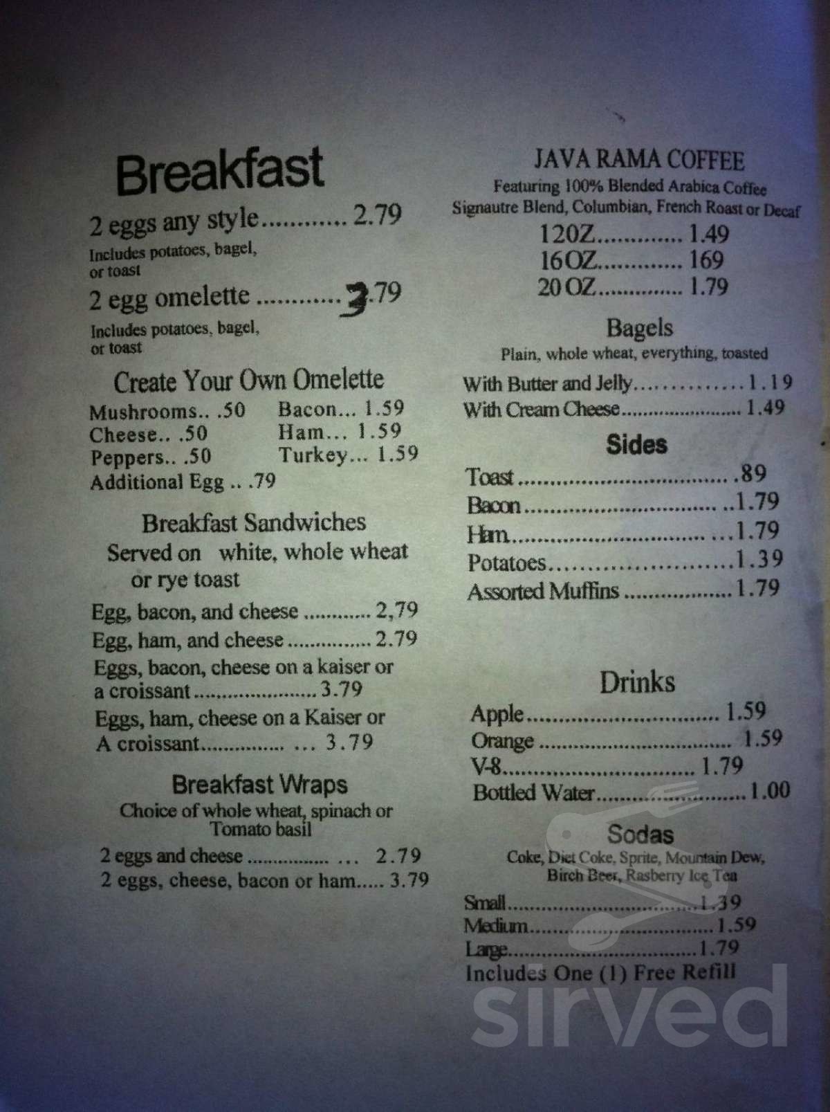 Menu - Cocoa Beach FL's Beachside Grill & Deli | Sirved