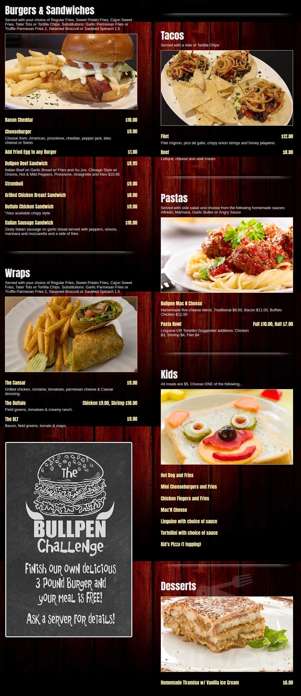 Bullpen Luxury Bar & Grill: Schererville Location menus in Schererville ...