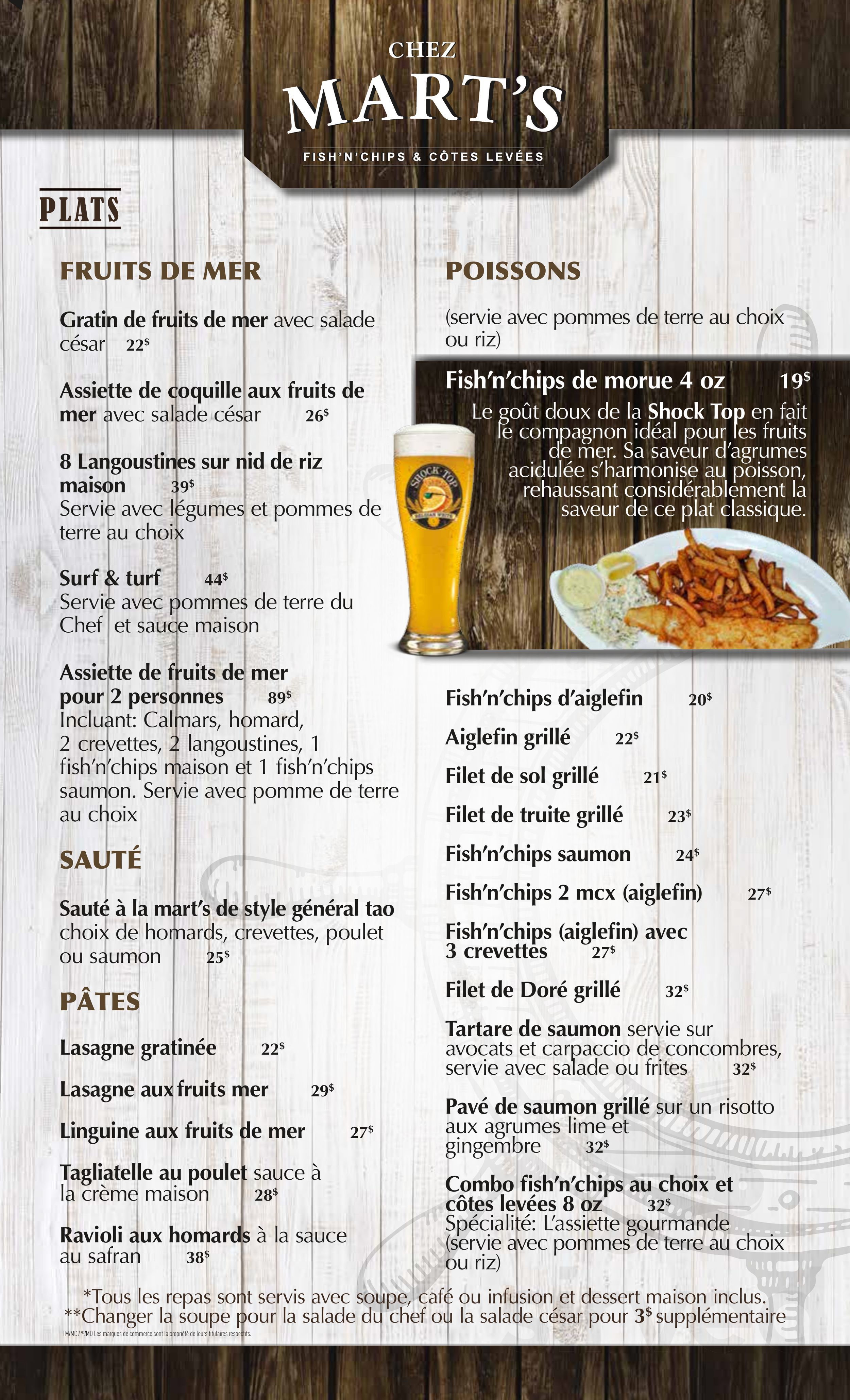 Restaurant Chez Mart's menu in Terrebonne, Quebec, Canada