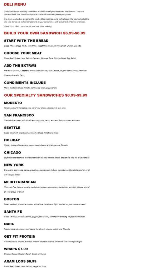 Chopping Block Butcher Shop and Deli menu in Modesto, California, USA