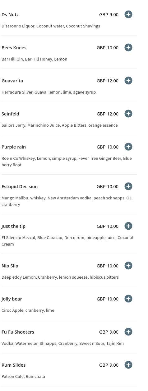 The Otter's Den menu in Marina, California, USA