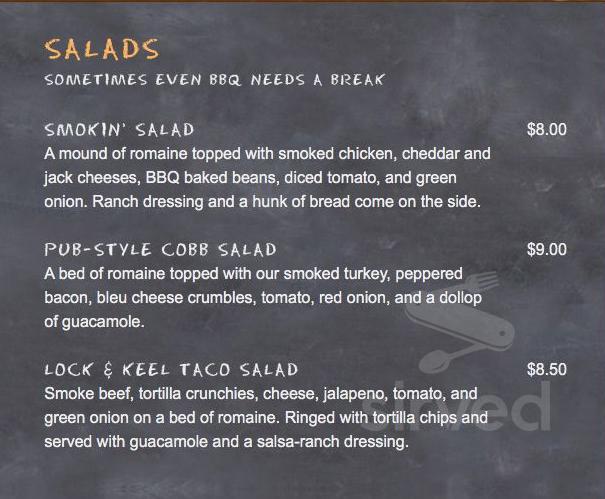 Lock & Keel menu in Seattle, Washington, USA