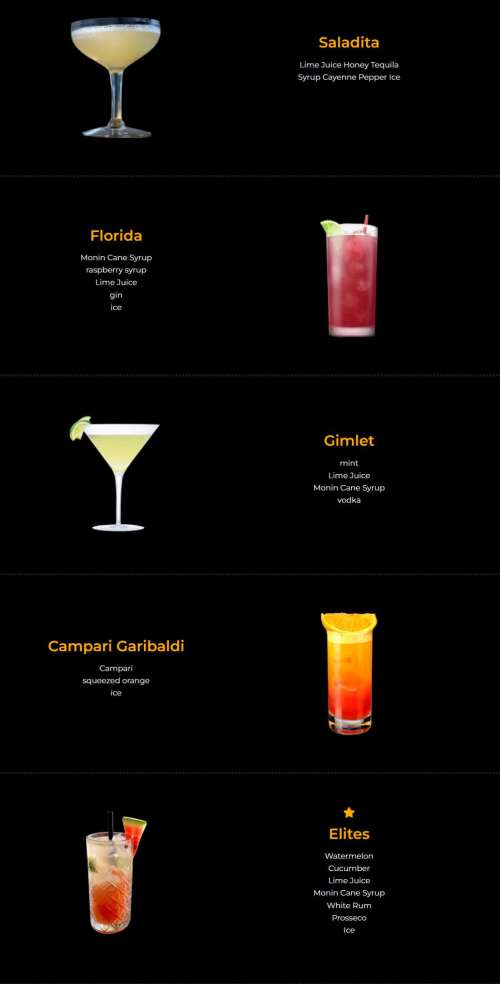 Elite Lounge menu in Baltimore, Maryland, USA