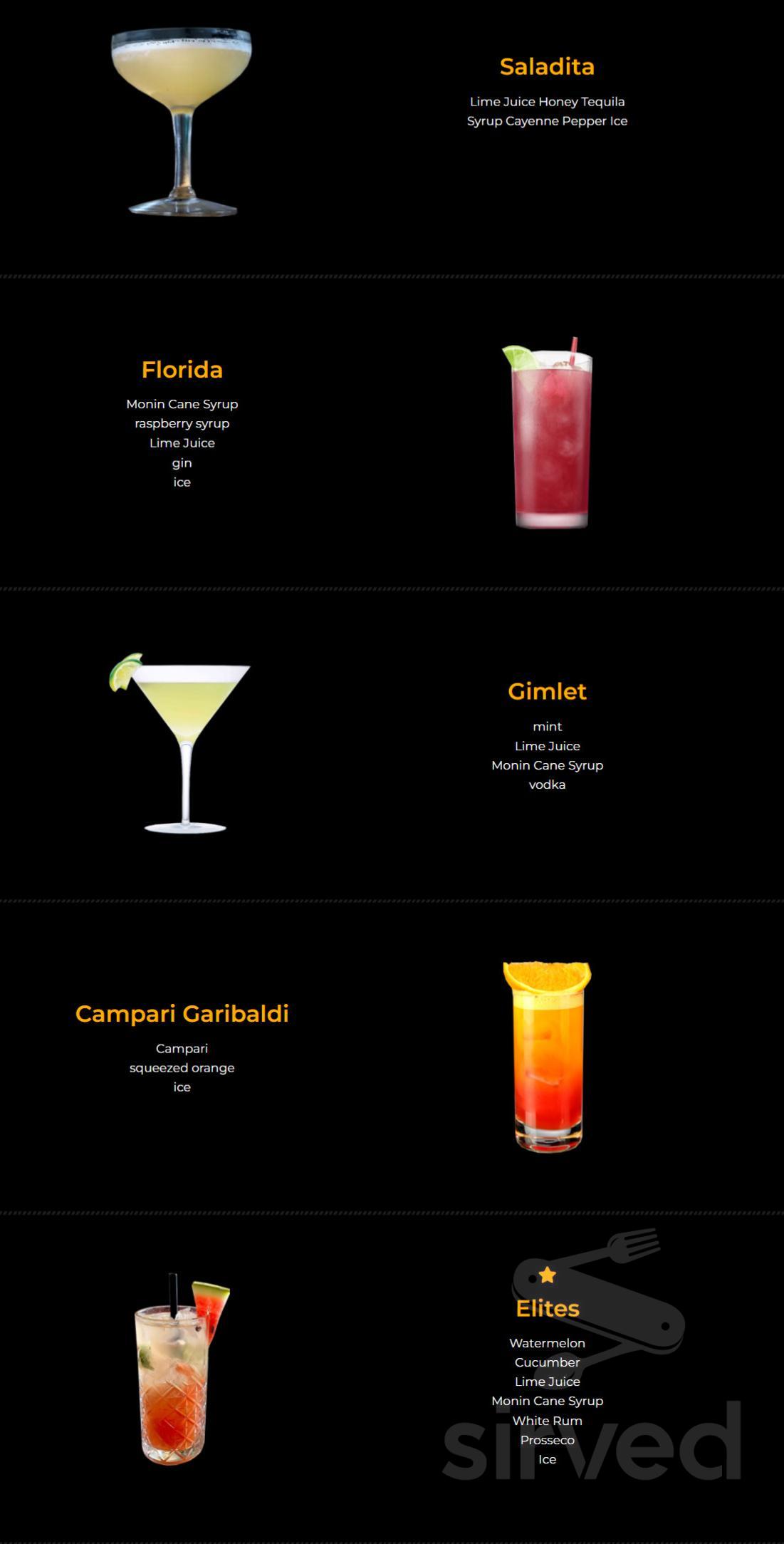 Elite Lounge menu in Baltimore, Maryland, USA