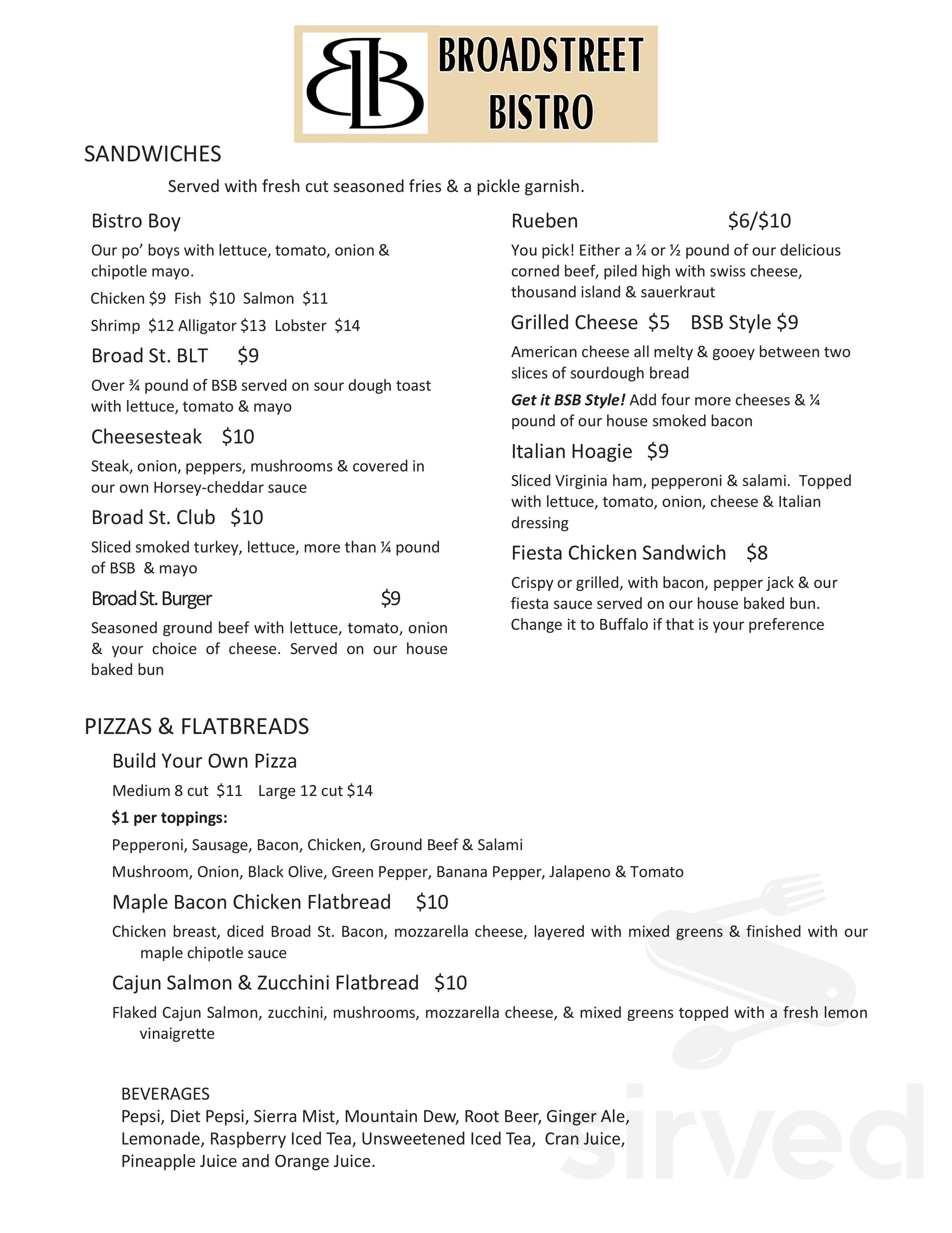 Broadstreet Bistro menus in North Versailles, Pennsylvania, United States
