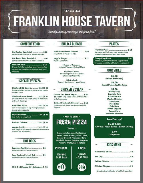 Franklin House Tavern menu in Sodus Point, New York, USA