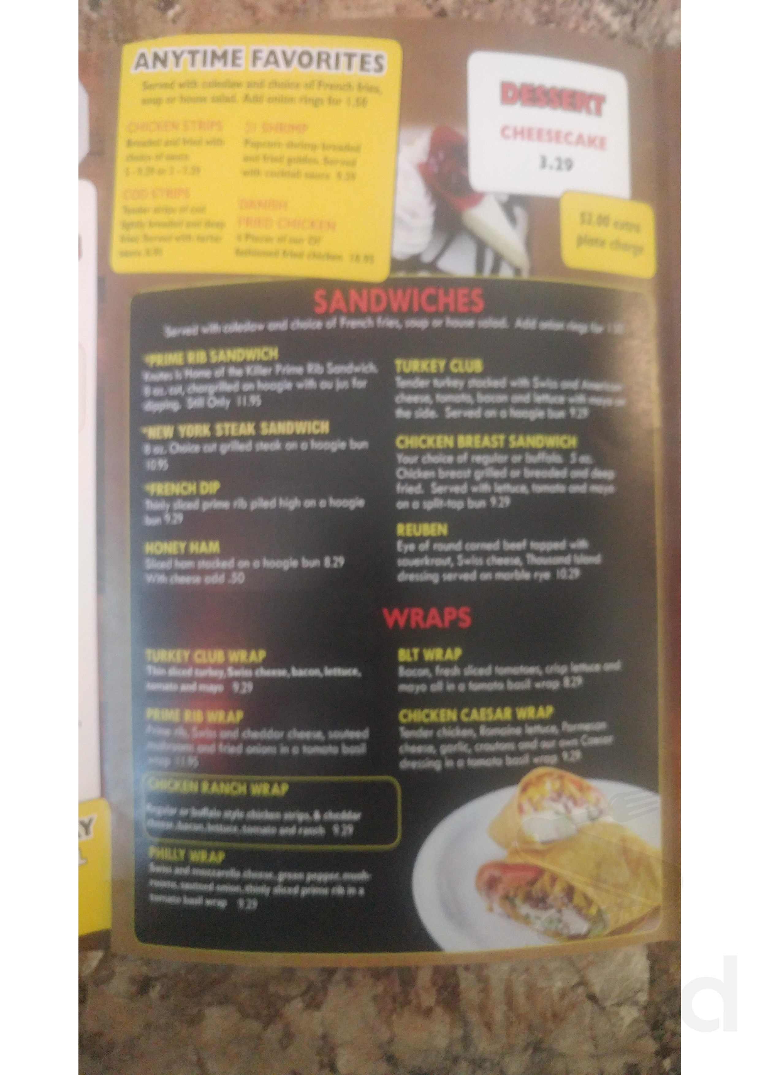 Menu for Knute's Bar & Grill in Orfordville, Wisconsin, United States