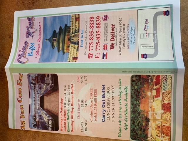 Menu - Fernley NV's China King Buffet | Sirved