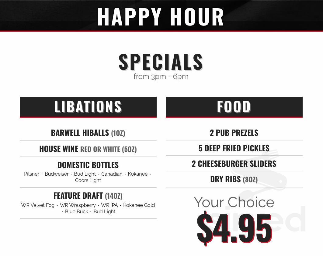 Newcastle Pub menu in Calgary, Alberta, Canada