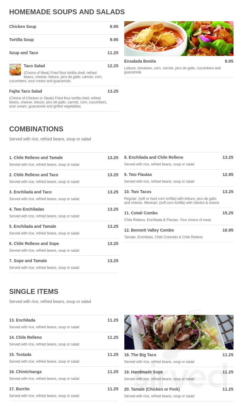 Menu - Santa Rosa CA's Los Tres Chiles | Sirved