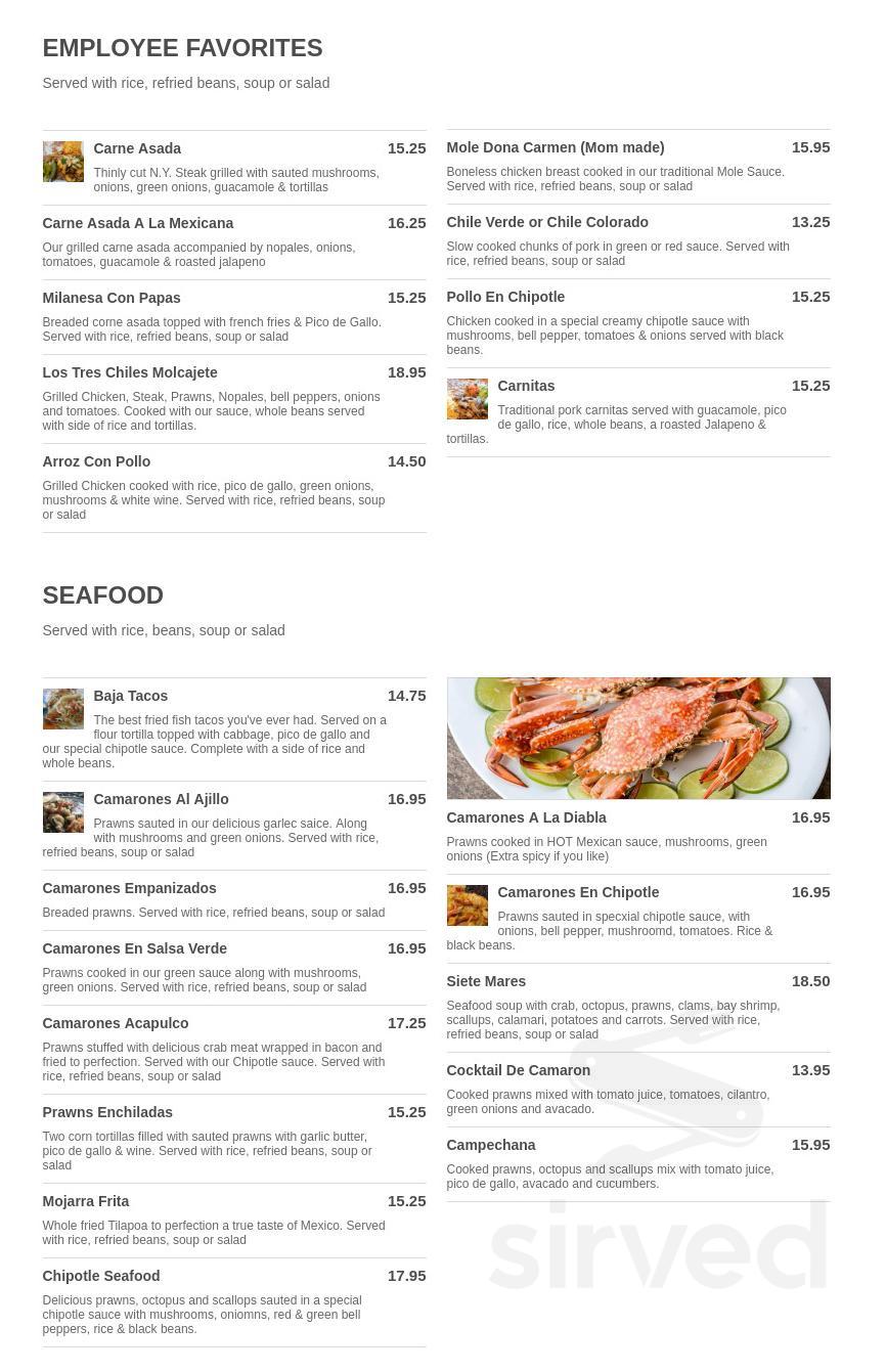 Menu - Santa Rosa CA's Los Tres Chiles | Sirved