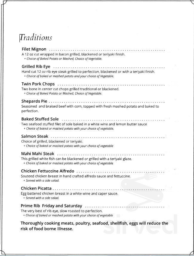 The Dublin menu in East Hampton, Connecticut, USA