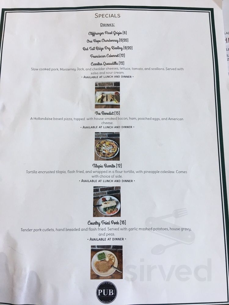 Menu - Webster NY's Pub 235 | Sirved