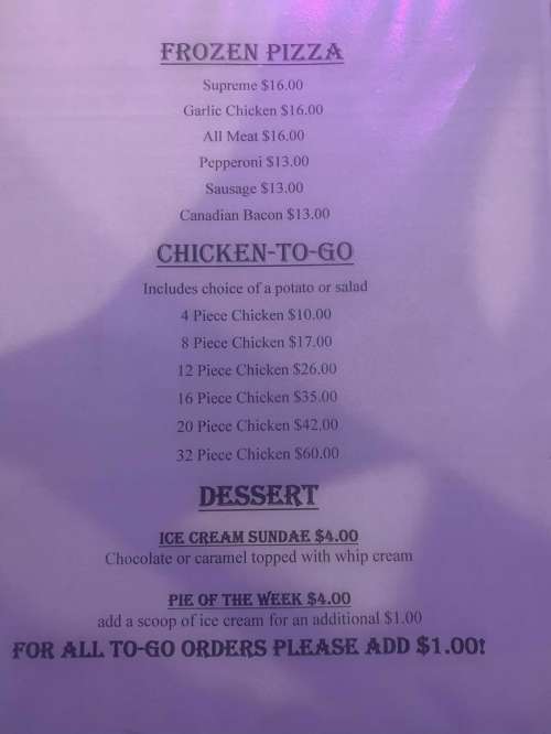 Club House VFW Post menu in Fort Benton, Montana, USA