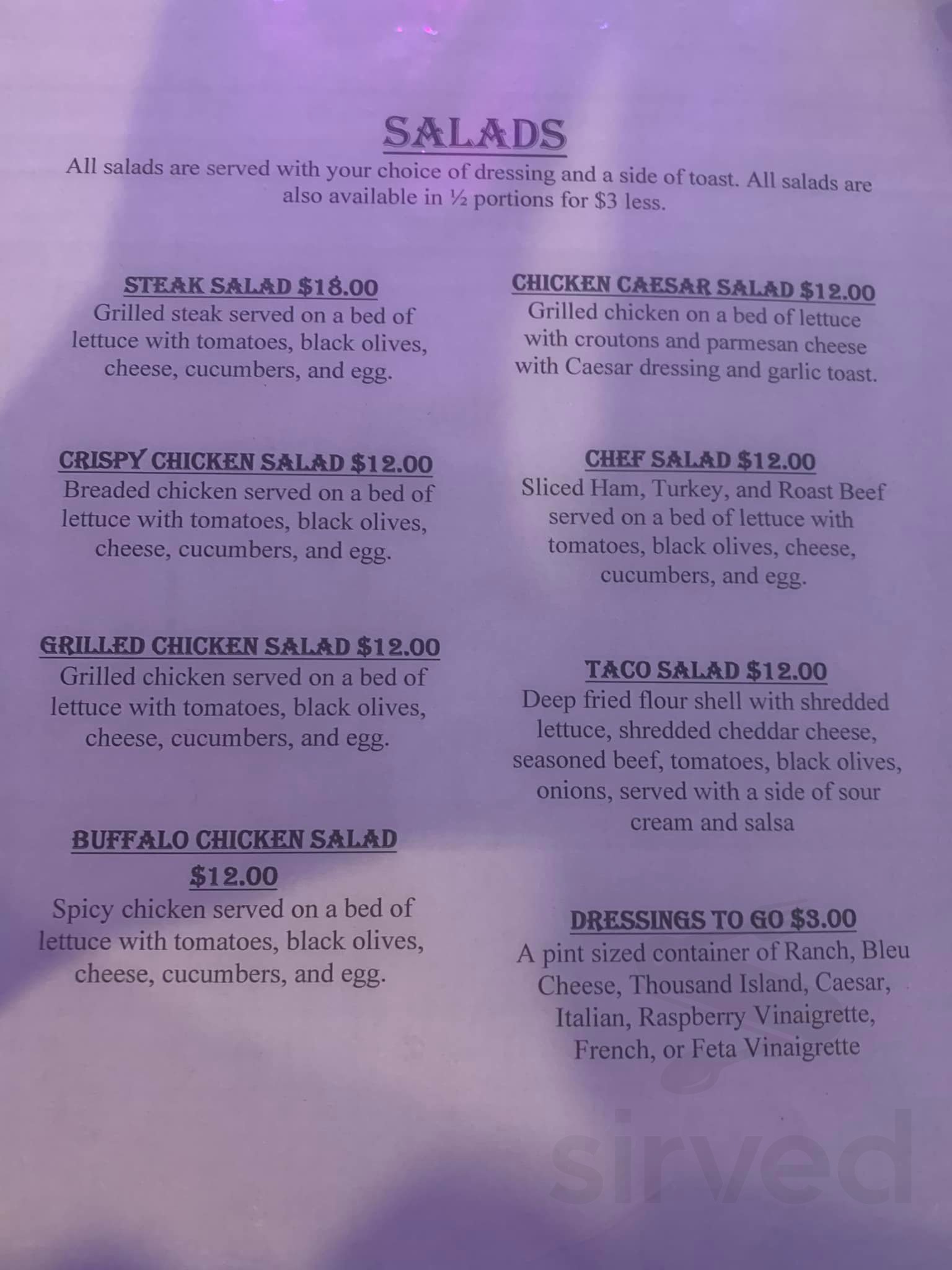 Club House VFW Post menu in Fort Benton, Montana, USA