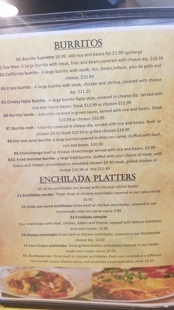 El Burrito Mexican Restaurant Elberta Alabama menu in Elberta, Alabama, USA