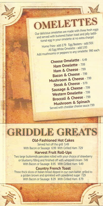 Menu for Joe's Rusty Nail Restaurant in Bellevue, PA | Sirved