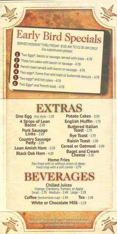 Joe's Rusty Nail Restaurant menu in Bellevue, Pennsylvania, USA