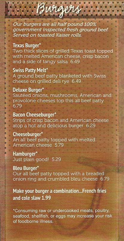 Joe's Rusty Nail Restaurant menu in Bellevue, Pennsylvania, USA
