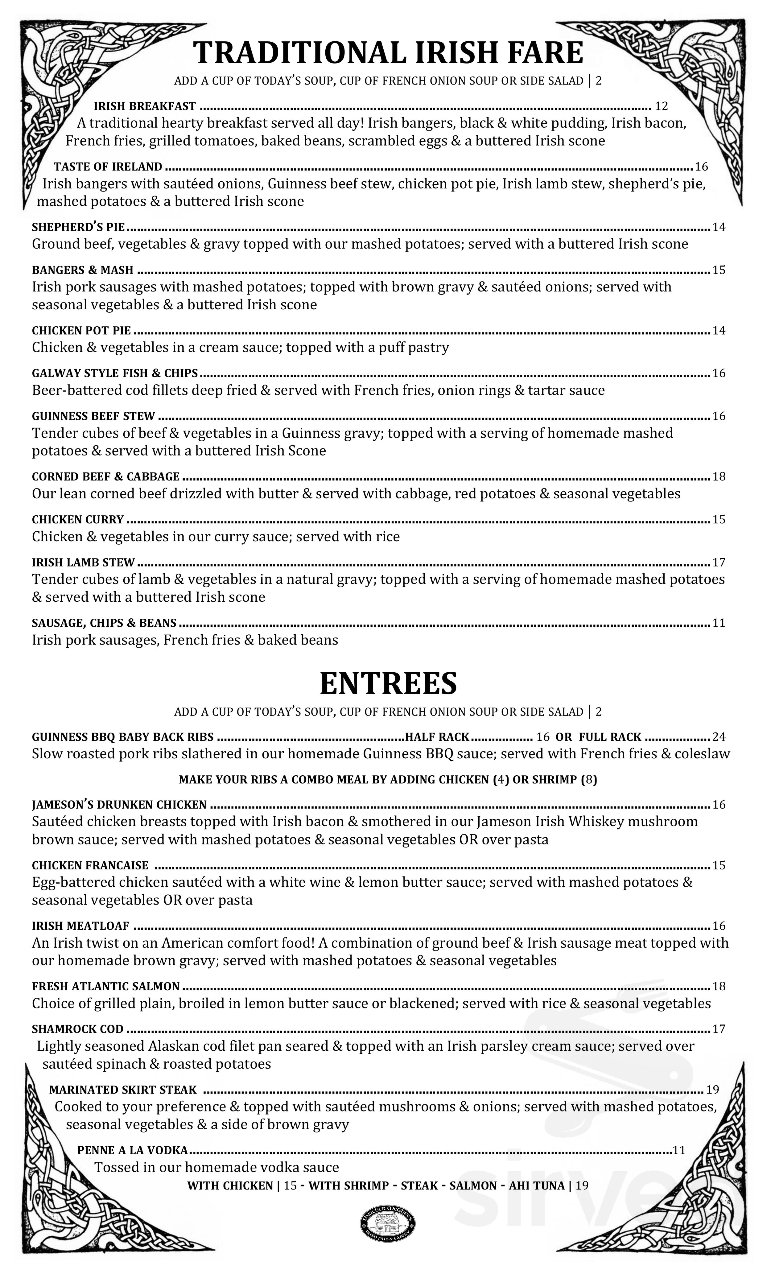 Thatcher McGhee's Pompton Lakes menus in Pompton Lakes, New Jersey ...