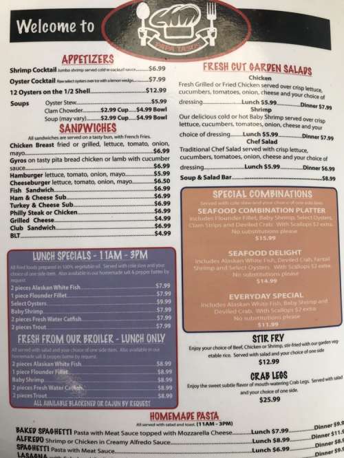 Papa Tasos menu in Wytheville, Virginia, USA