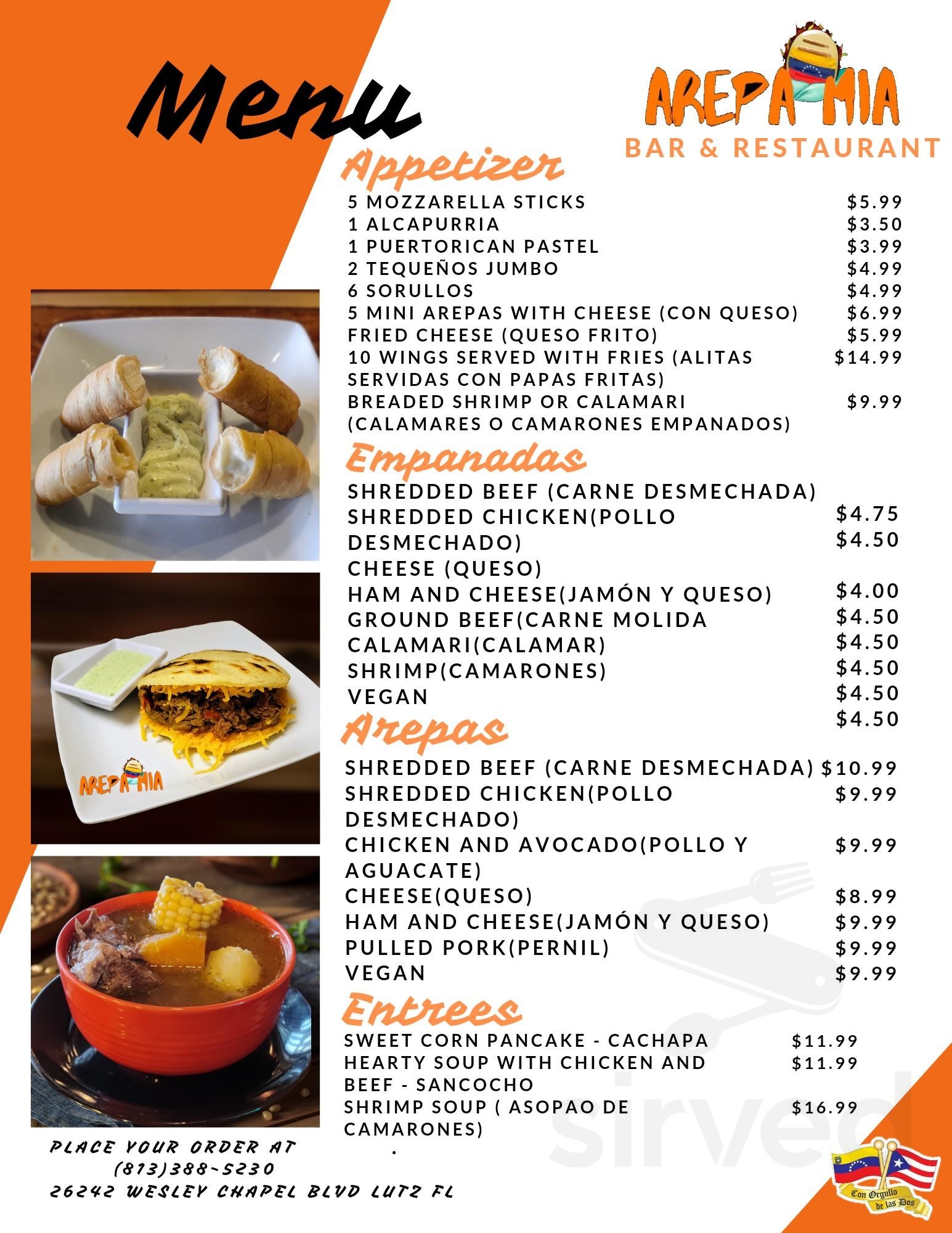 Arepa Mia Bar & Restaurant, Florida menus in Lutz, Florida, United States