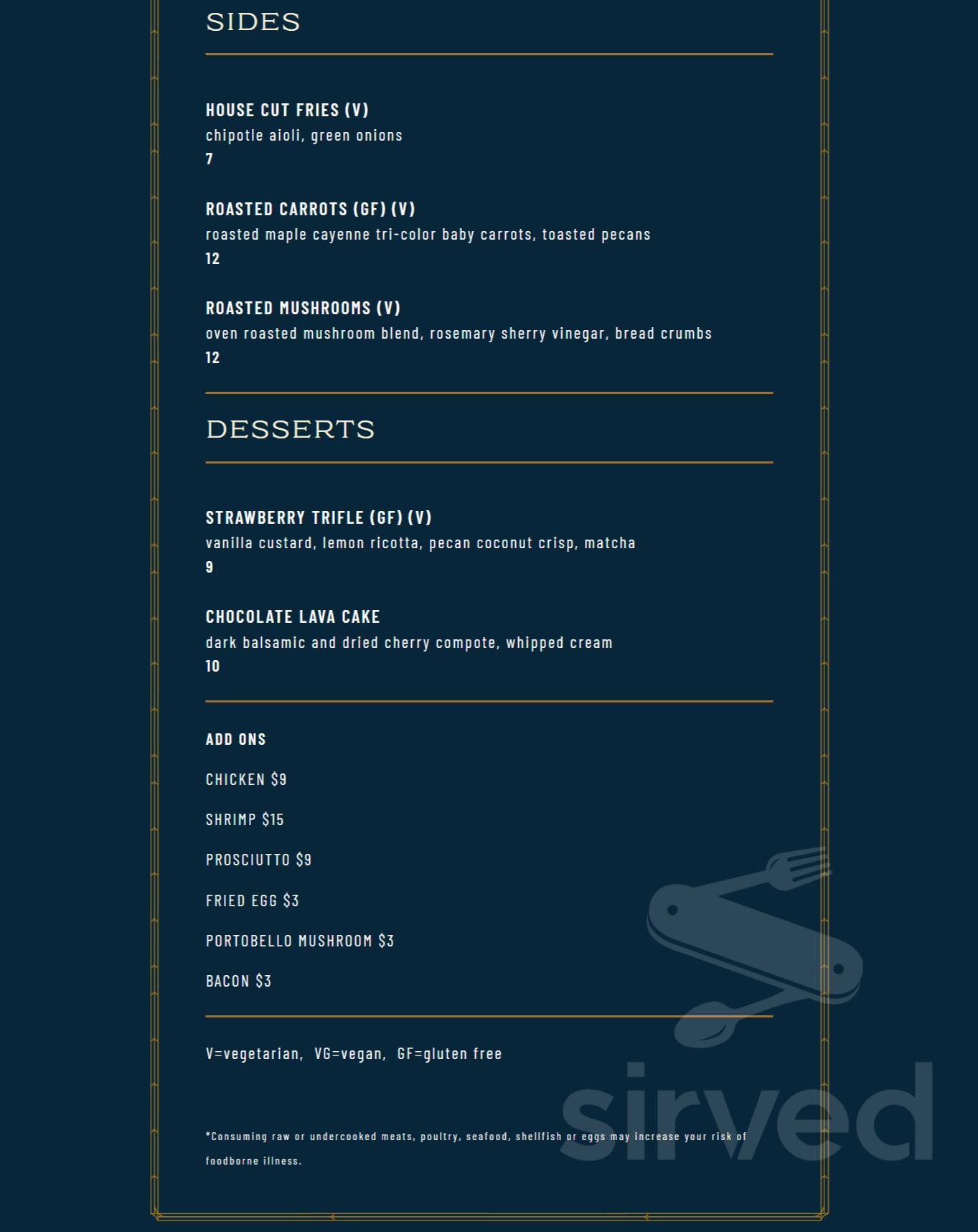 Bridges & Bourbon menu in Pittsburgh, Pennsylvania, USA