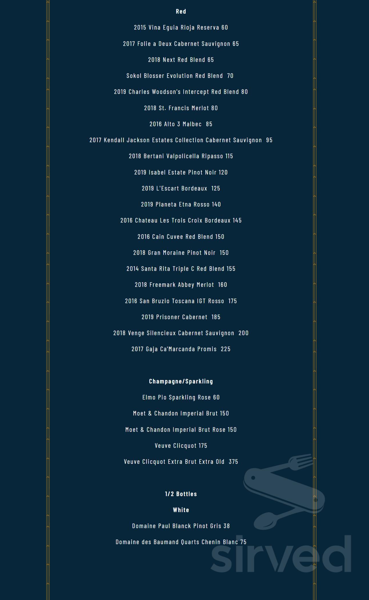 Bridges & Bourbon menu in Pittsburgh, Pennsylvania, USA