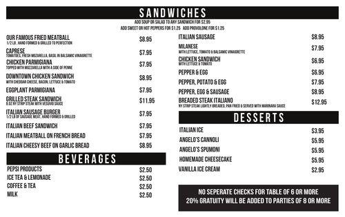 Donny G's Ristorante menu in Elmwood Park, Illinois, USA