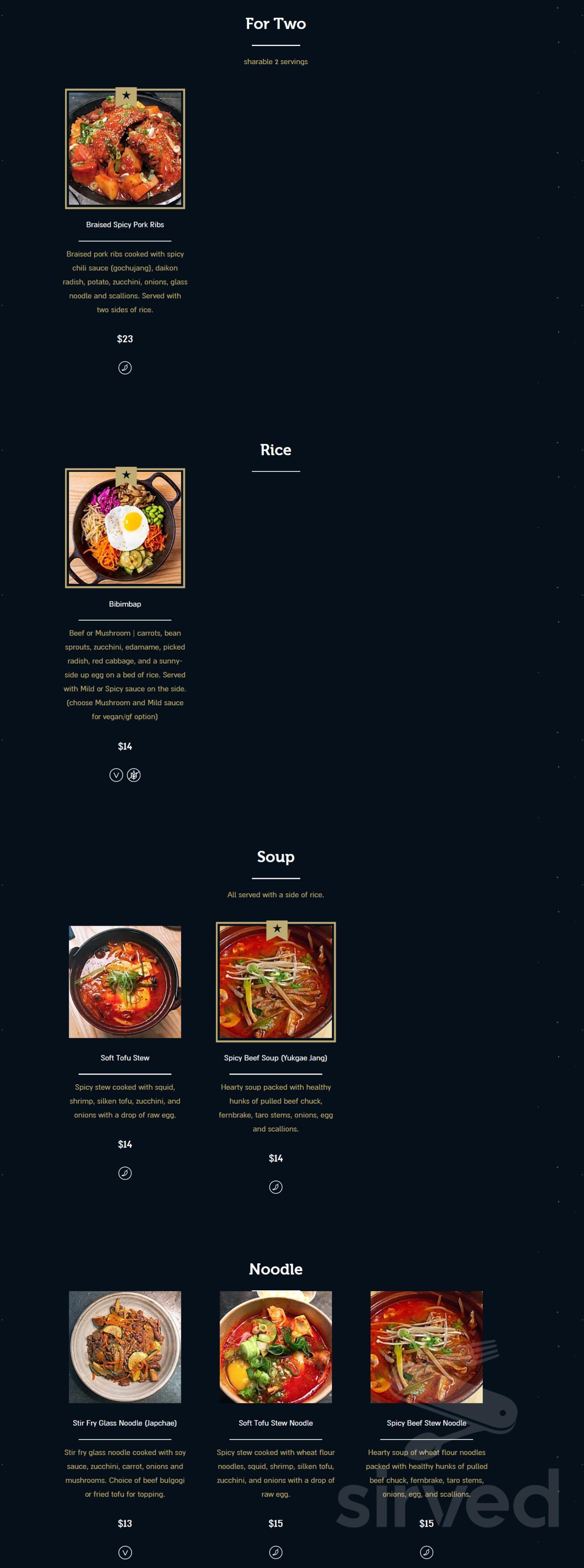 Menu - Milwaukee WI's Char'd | Sirved