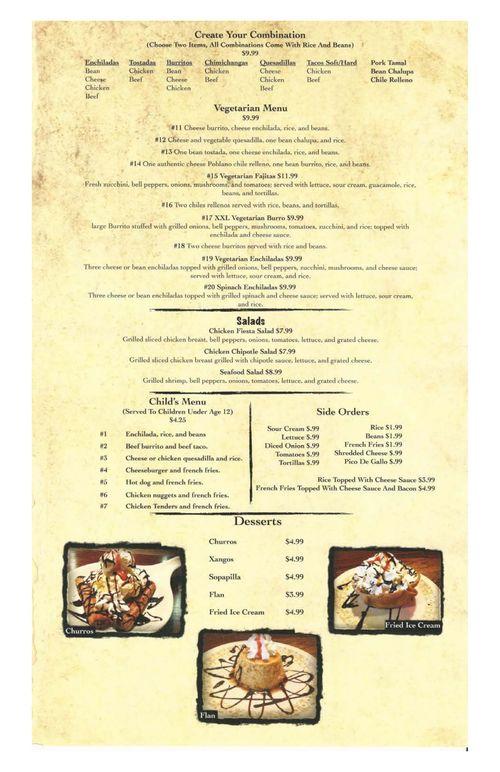 Los Tios menu in Dalton, Ohio, USA