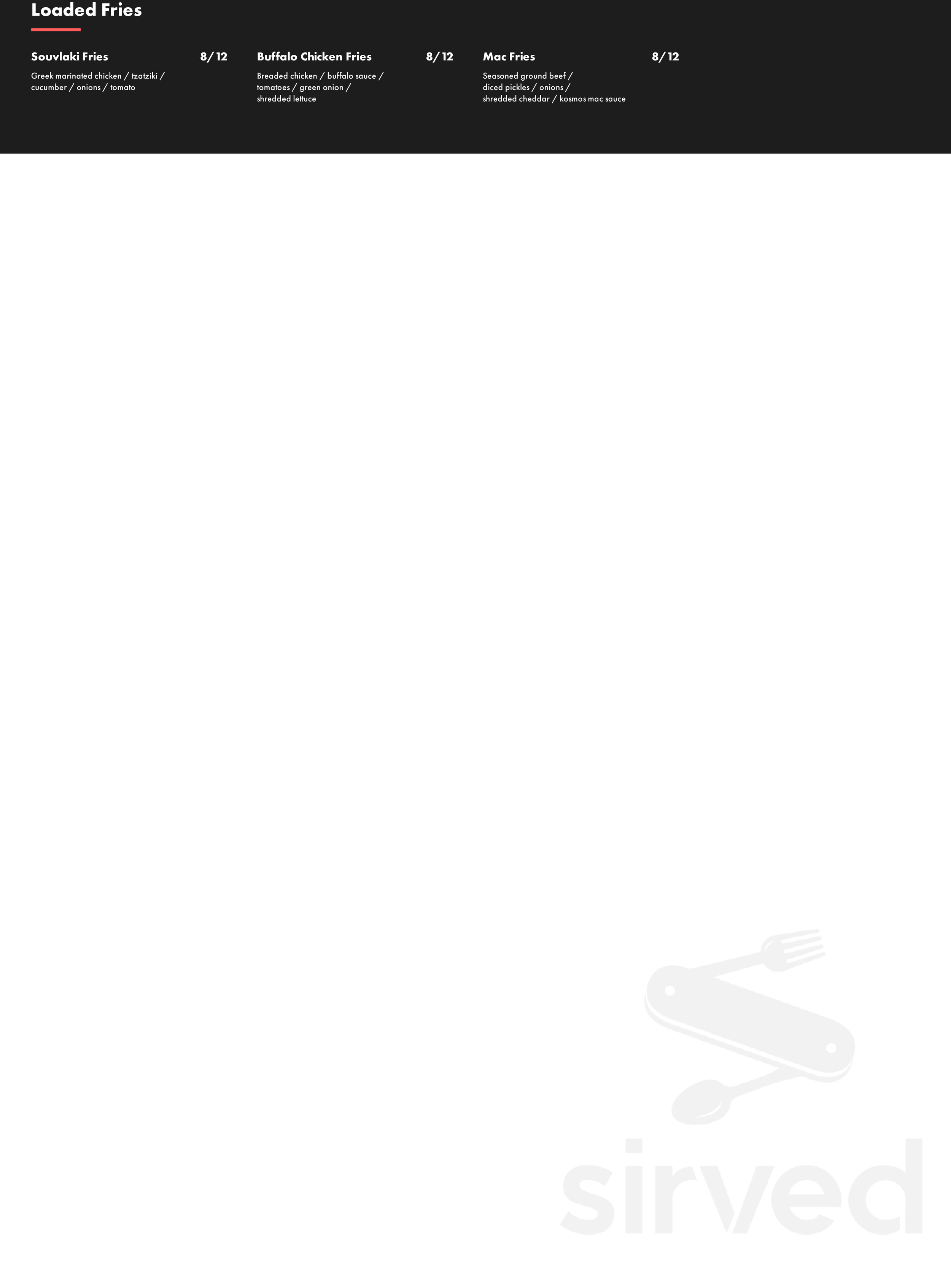 Kosmos London - Catering & Eatery menu in London, Ontario, Canada