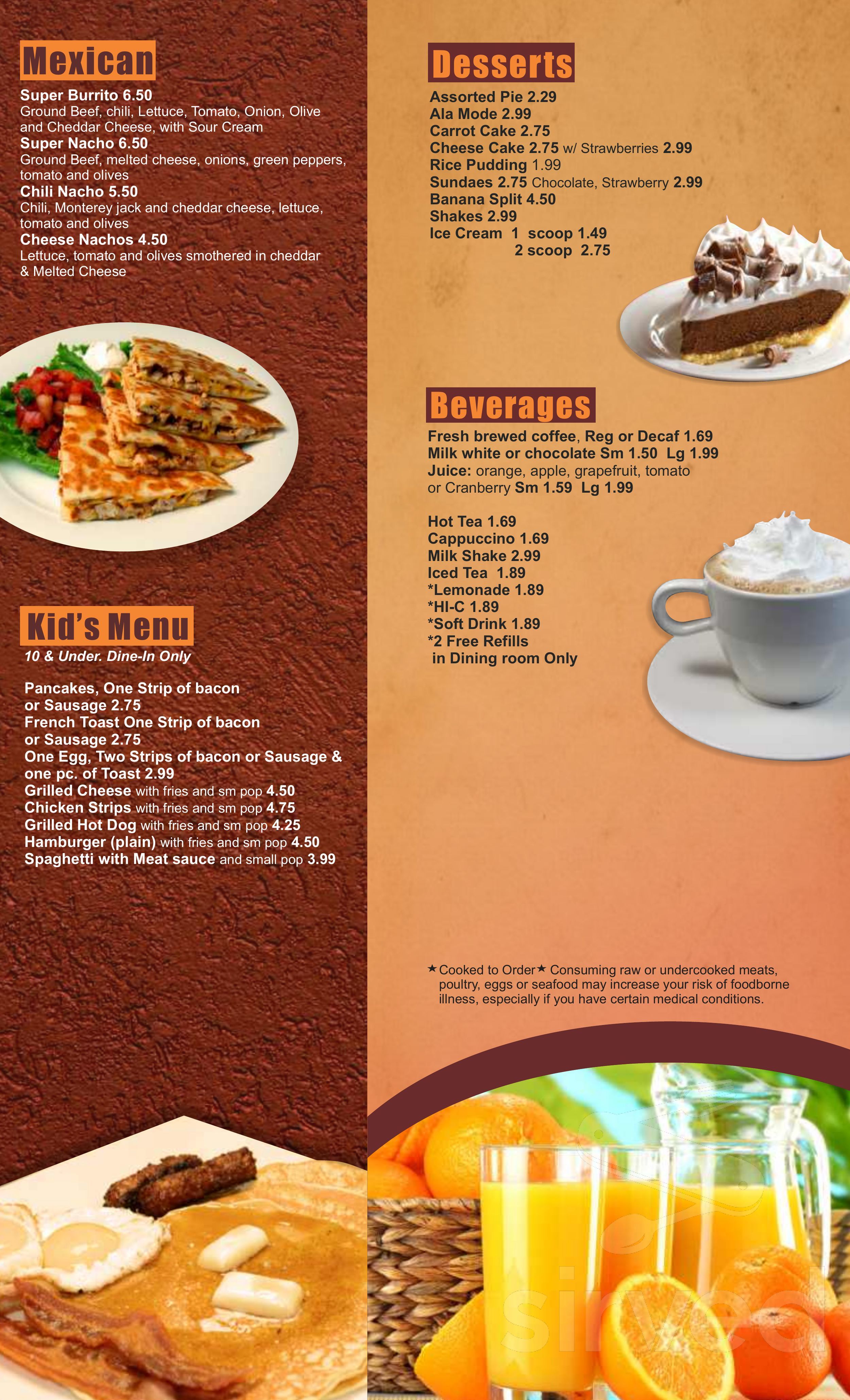 Sinbad's Koney Island menu in Ypsilanti, Michigan, USA