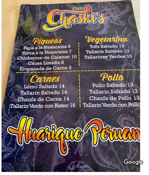 Casa Chaskis menu in Long Beach, California, USA