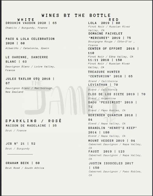 The James 710 menu in Lake Charles, Louisiana, USA