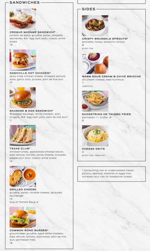 Common Bond Bistro & Bakery - Medical Center menu in Houston, Texas, USA
