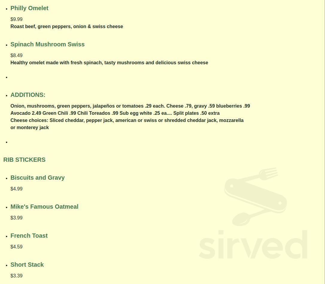 Menu - Evanston WY's Jody's Diner | Sirved