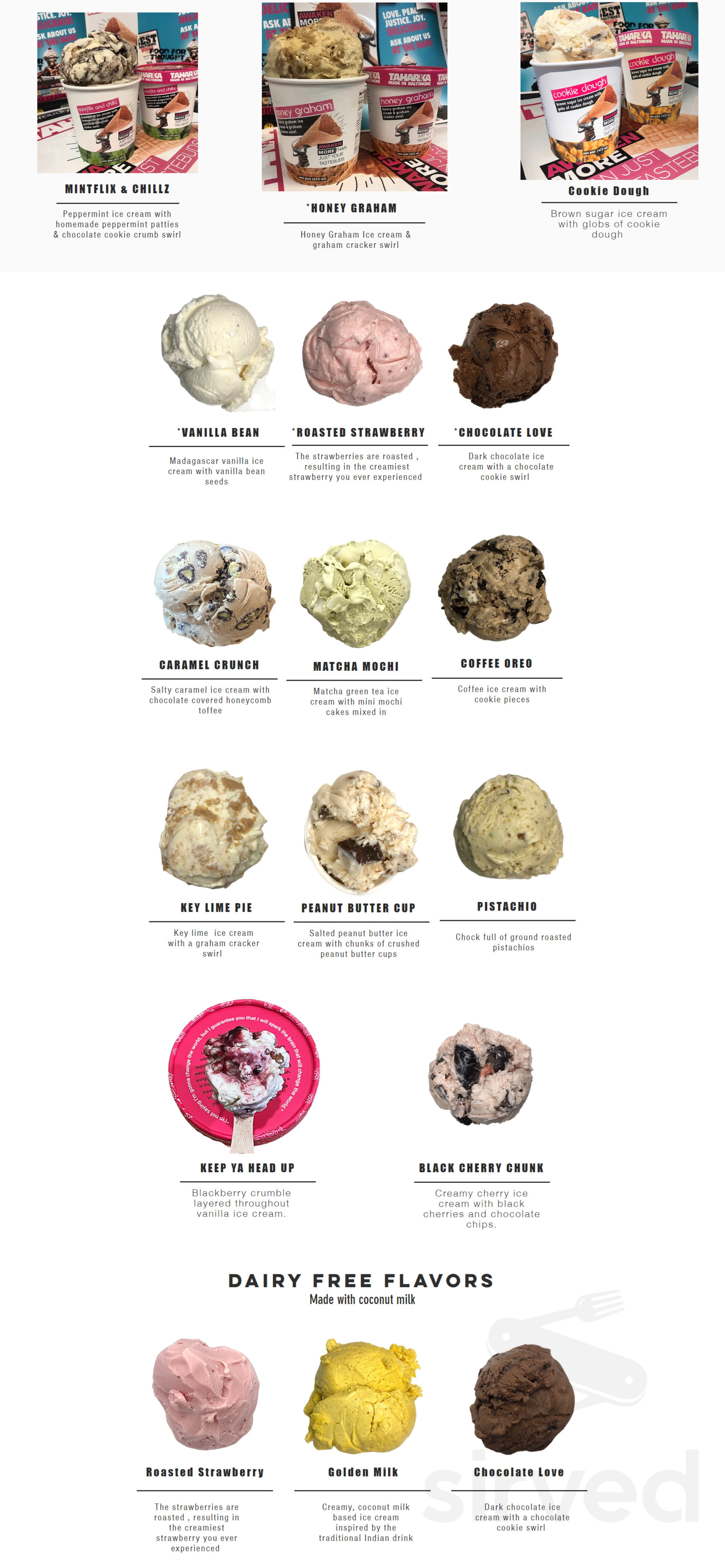 Taharka Brothers Ice Cream- R.House menu in Baltimore, Maryland, USA