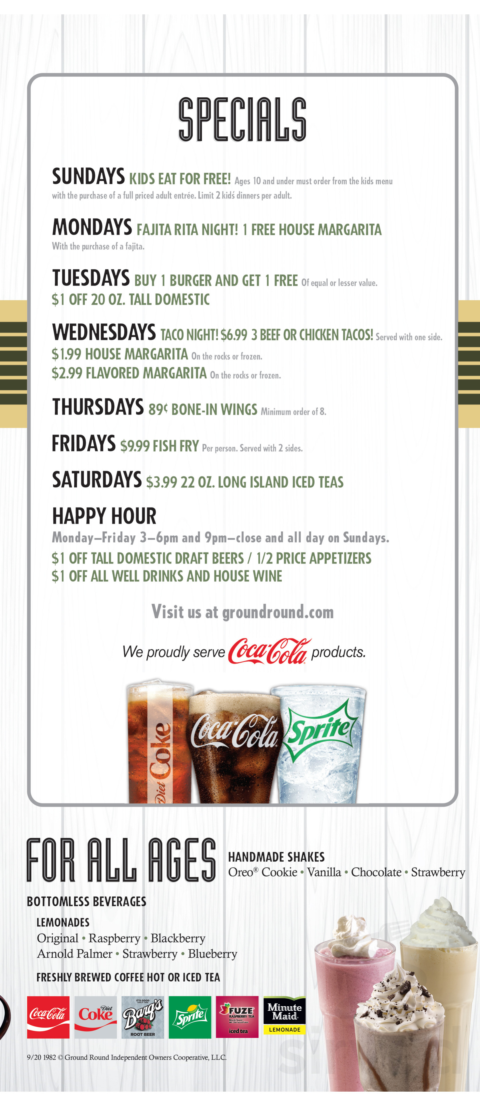 Ground Round Grill & Bar - Restaurant in Perrysburg, OH menu in ...