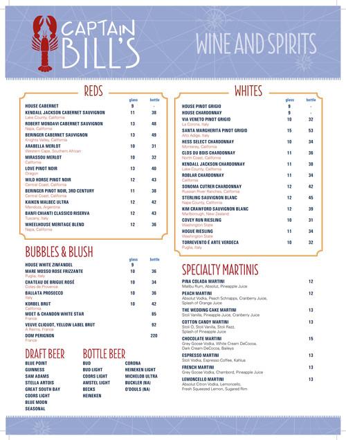 Captain Bills Restaurant & Catering menu in Bay Shore, New York, USA