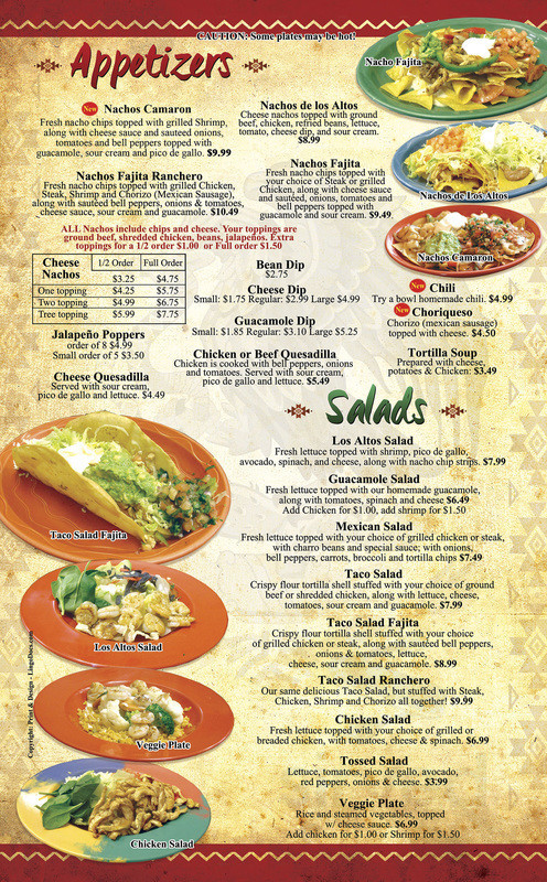 Los Altos Mexican Restaurant menu in Panora, Iowa, USA