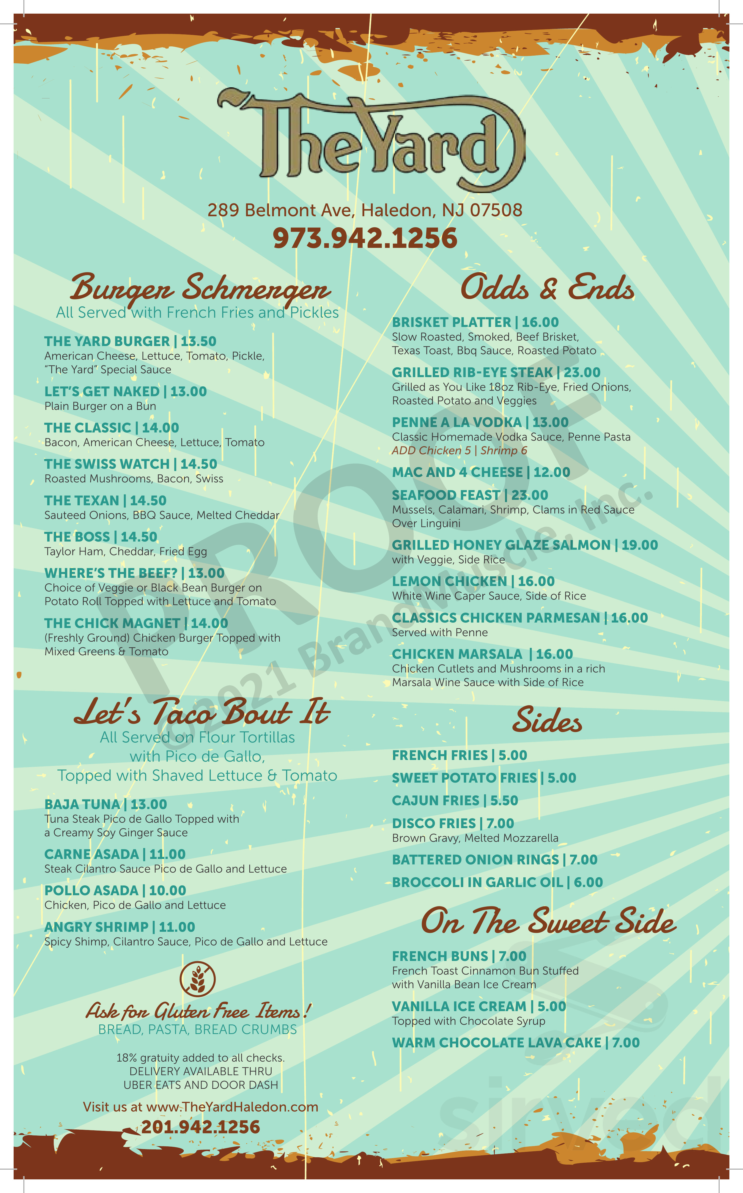 The Yard Haledon menu in Haledon, New Jersey, USA