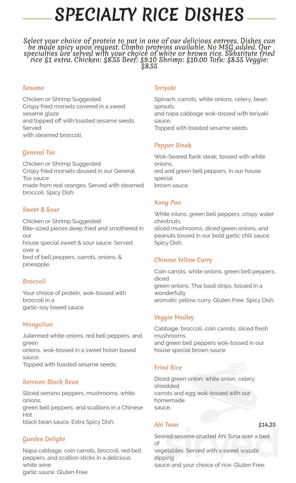Menu - Austin TX's Shu Shu's Asian Cuisine | Sirved