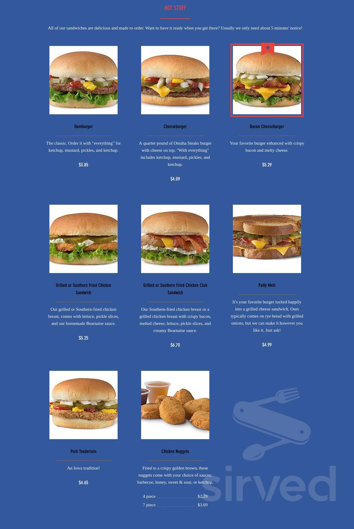 Menu for Christy Creme in Council Bluffs, IA | Sirved