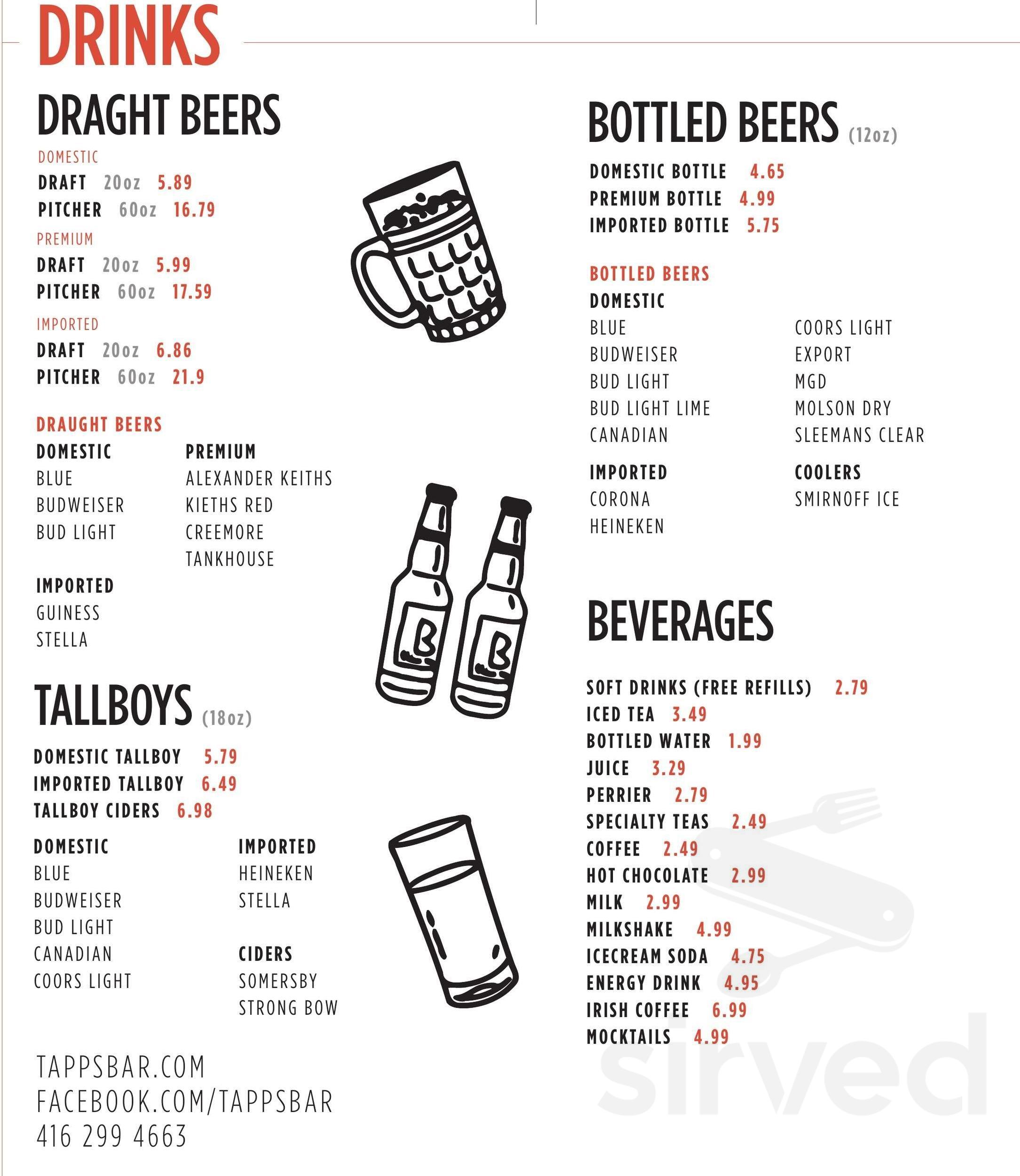 Menu - Toronto ON's Tapps | Sirved