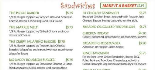 Menu for The Pickle in Markle, IN | Sirved