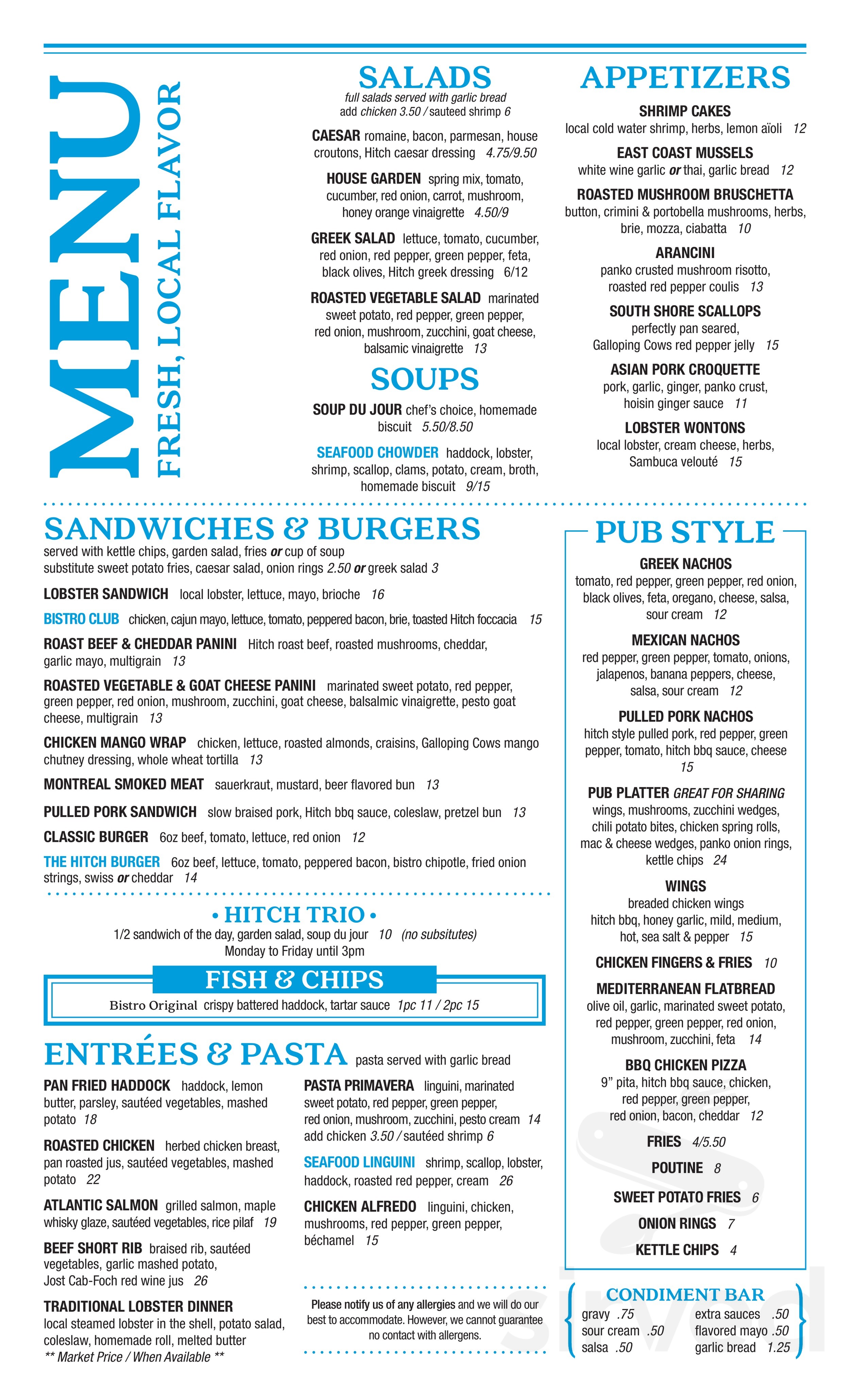 Menu - Port Hood NS's The Clove Hitch Bar & Bistro | Sirved