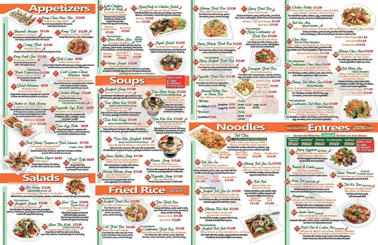 Ariya Thai Kitchen menu in Huntington Park, California, USA
